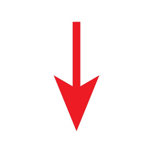 Red down arrow icon black and white outline sign Vector Image
