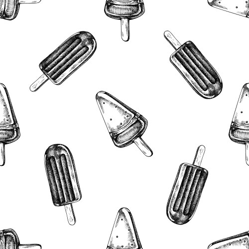 Set hand drawn black and white ice cream Vector Image