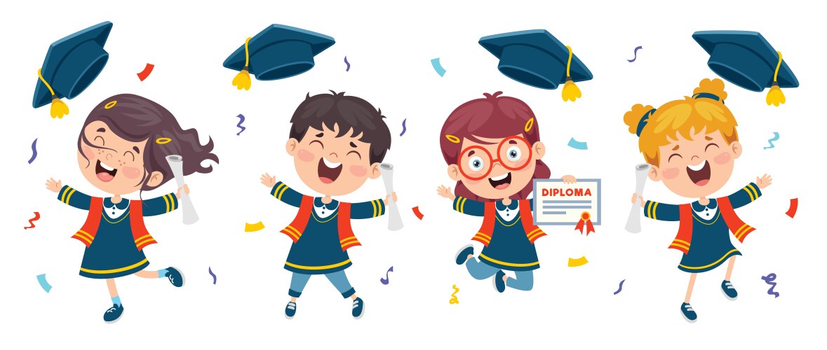 Kid in graduation costume Royalty Free Vector Image