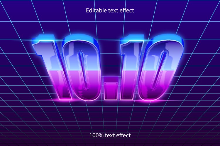 1010 editable text effect retro style Royalty Free Vector