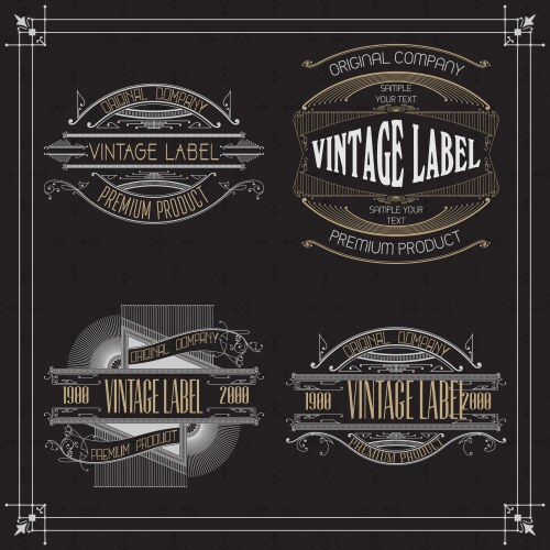 4 vintage typographic label premium Royalty Free Vector