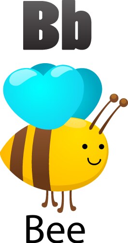 Cute honey bee with light blue flower lovely Vector Image