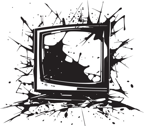 Cracked console concept design of broken tv Vector Image