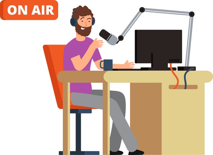 Cartoon studio microphones broadcast voice Vector Image