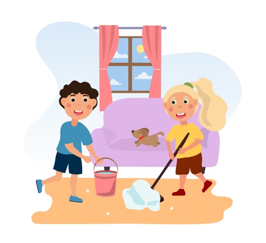 Mother with her daughter doing lesson at home Vector Image
