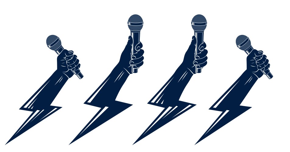 Rap music logos or emblems set with microphone Vector Image