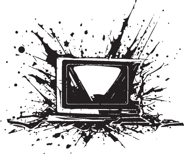 Ruined reception design of smashed television Vector Image