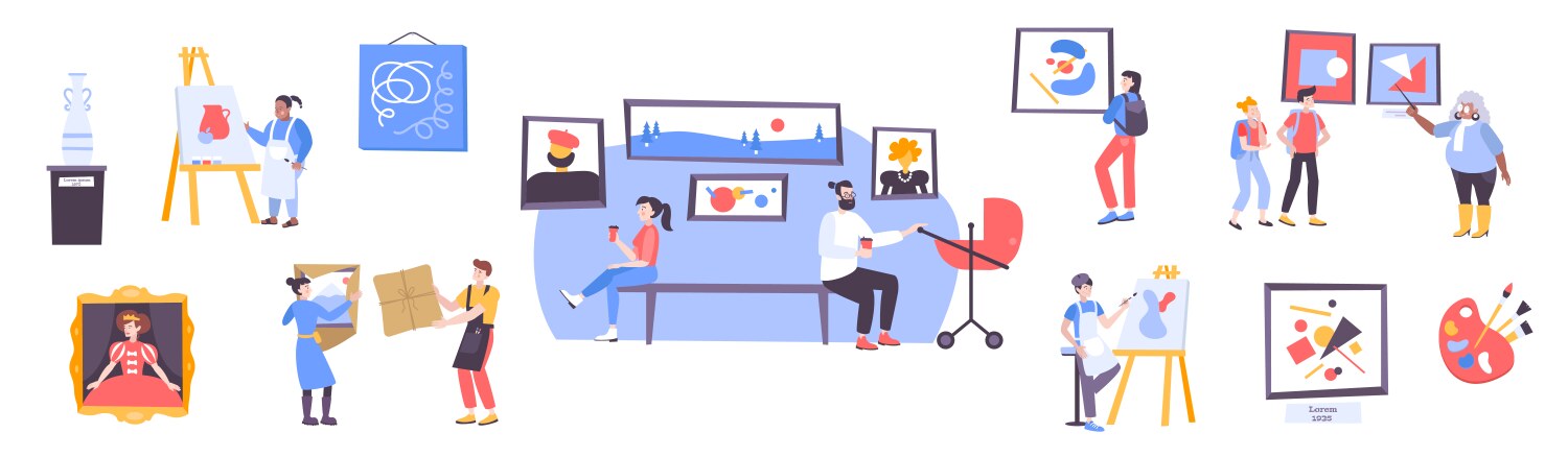 Visual arts and design - social media screens Vector Image