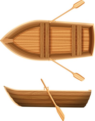 Wooden boat top view flat style Royalty Free Vector Image