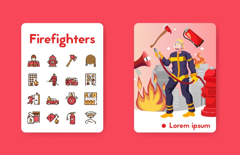 Firefighter id badge design template Royalty Free Vector
