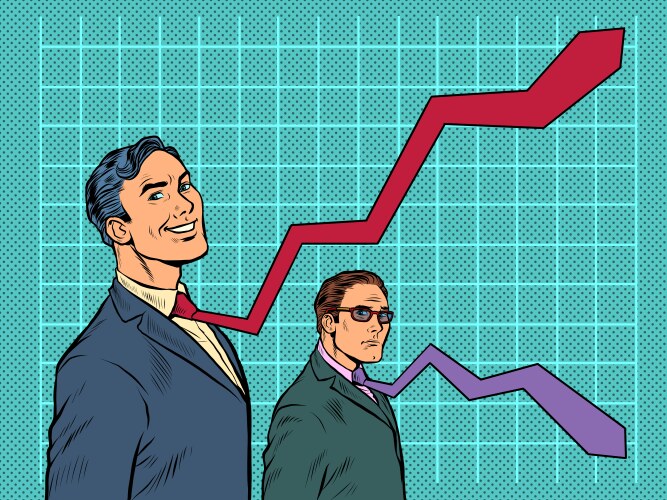 Business competition graph of growth Royalty Free Vector