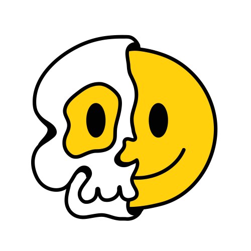 Half face halloween skull symbol design Royalty Free Vector