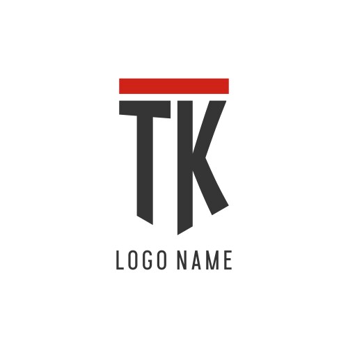 Monogram tk logo shield crown shape elegant Vector Image