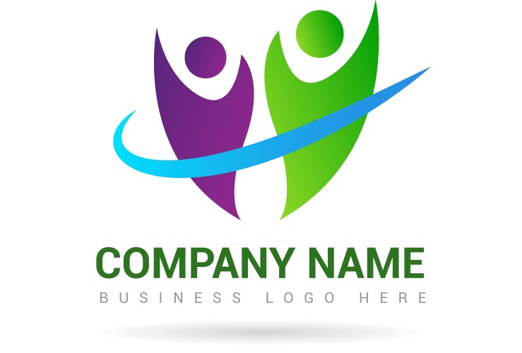 Logo team optimistic people Royalty Free Vector Image