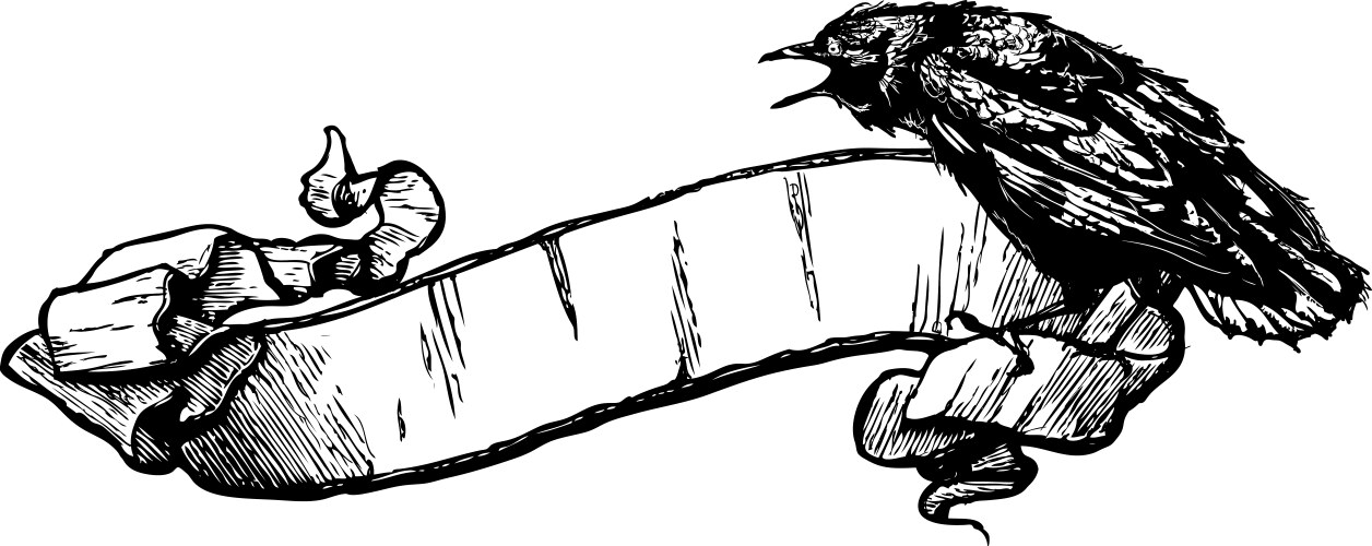 Evil crow hand drawn black Royalty Free Vector Image