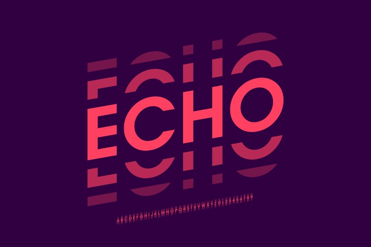 Echo retro style volume font Royalty Free Vector Image