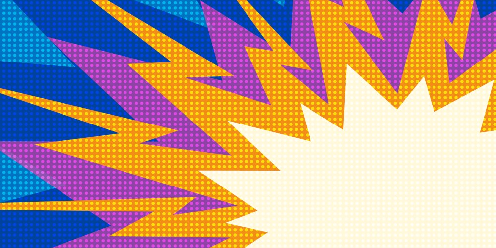 Pop art explosion red yellow on the right Vector Image