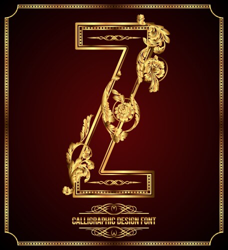 Ry initial letter gold calligraphic feminine Vector Image