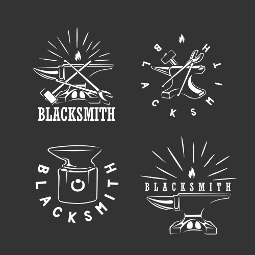 Color emblem in retro style with three blacksmith Vector Image