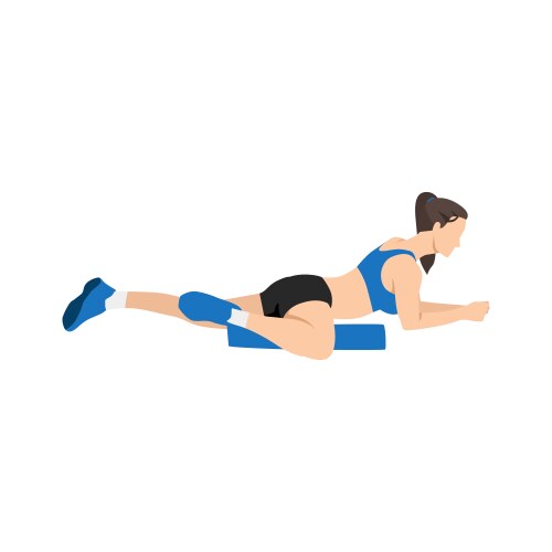 Woman doing foam roller inner thigh adductor Vector Image