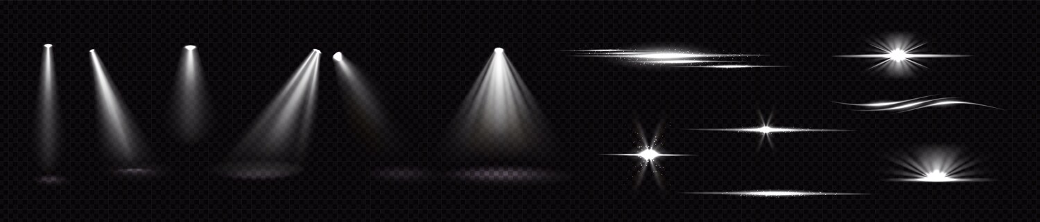 White realistic lights shining spotlight Vector Image