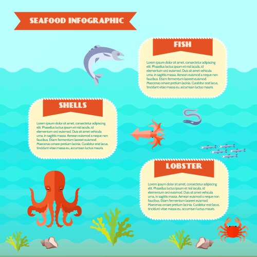 Seafood menu realistic poster Royalty Free Vector Image