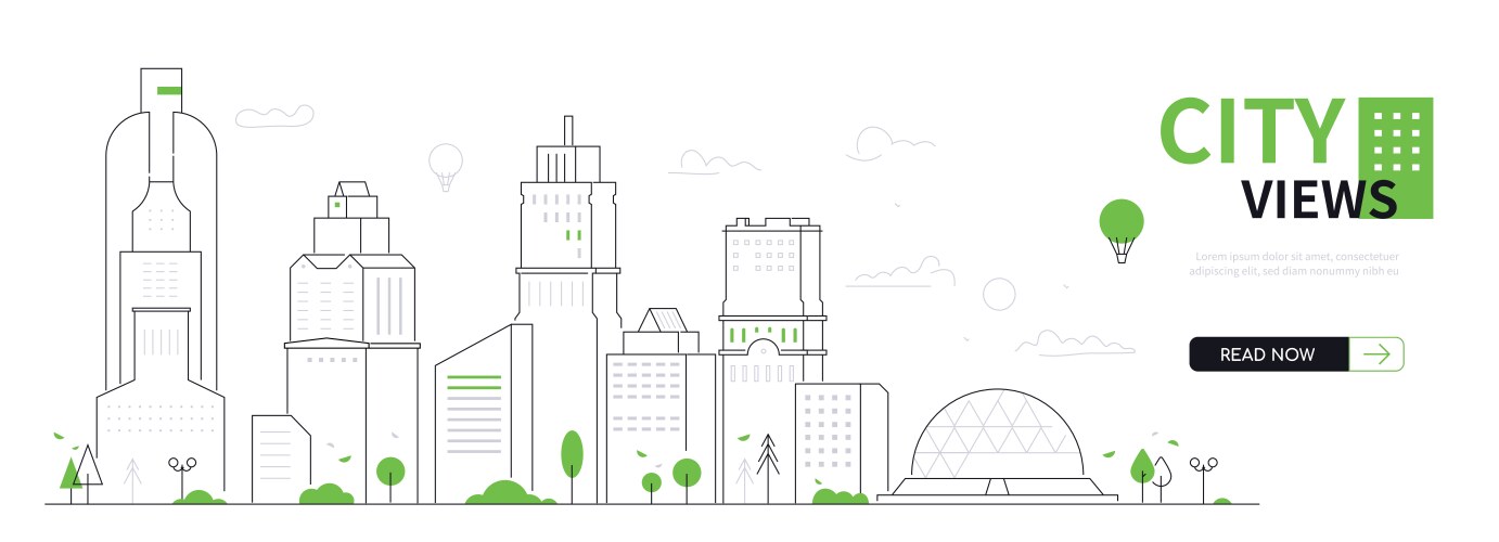 Art deco building - modern line design style Vector Image