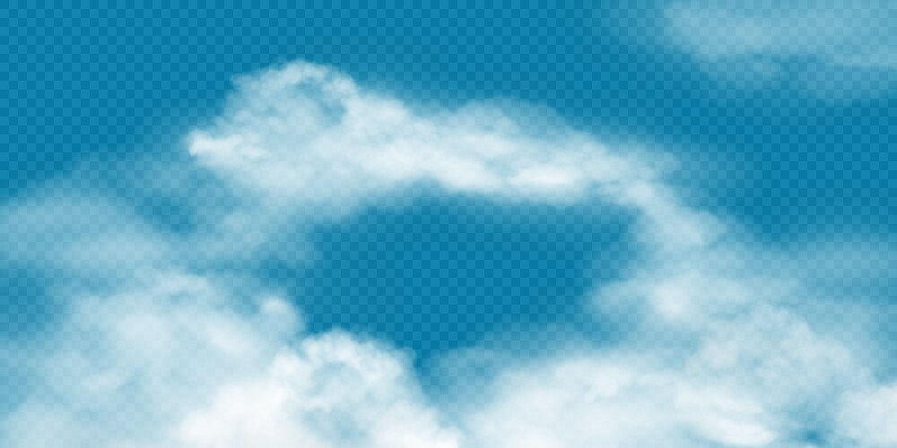 Realistic white cumulus clouds on transparent Vector Image