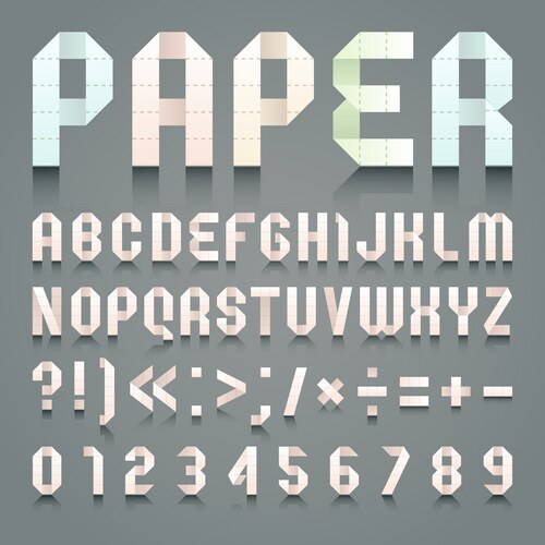 Paper style font design folded alphabet letters Vector Image
