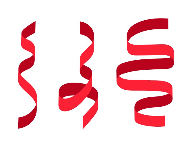 Red rolled ribbon isolated on white background Vector Image