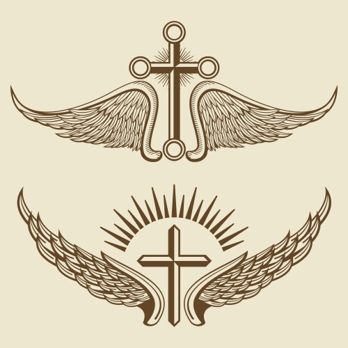 Cross wing emblem Royalty Free Vector Image - VectorStock