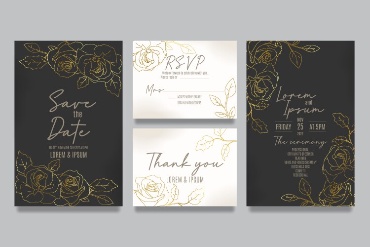 Hand draw wedding invitation template with roses Vector Image