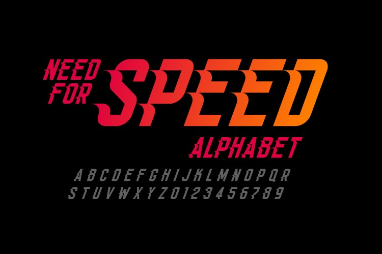 Speed letters set red race font italic bold Vector Image