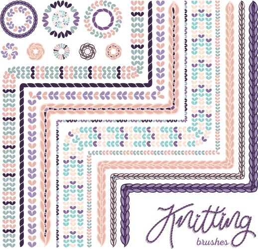 Knitted patterns and brush Royalty Free Vector Image