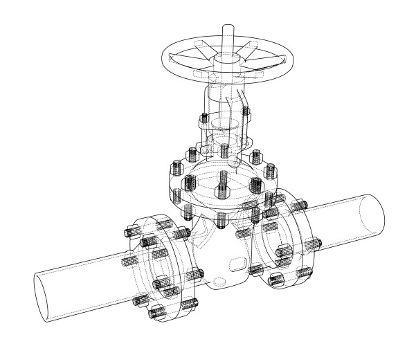 Valve isometric blueprints Royalty Free Vector Image