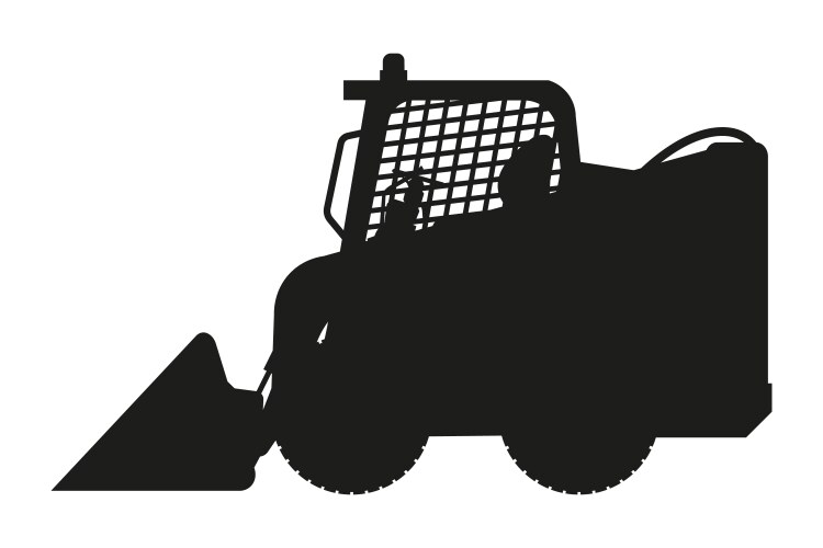 Front loader silhouette heavy machinery Royalty Free Vector
