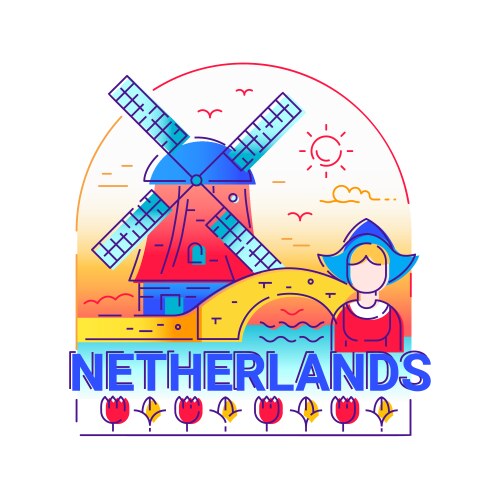 Netherlands travel stickers patches badges Vector Image