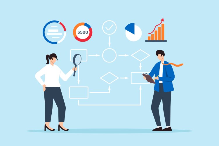 Workflow management working process optimization Vector Image
