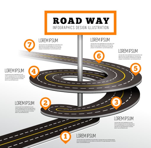 Asphalt road with destination pointer path Vector Image