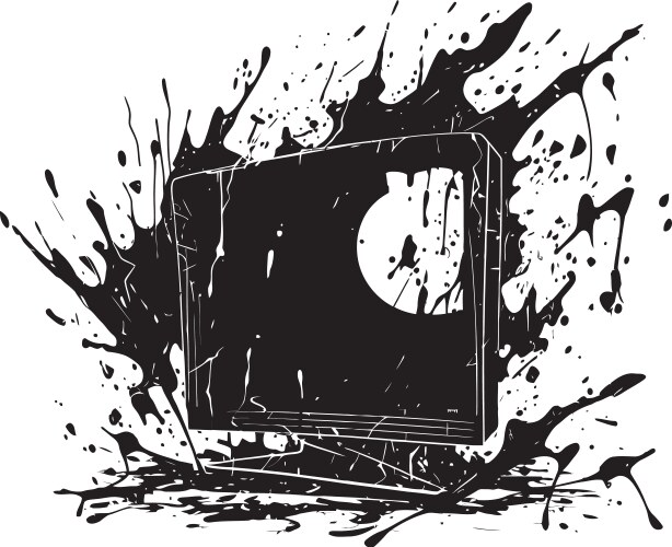 Cracked console black element of smashed Vector Image
