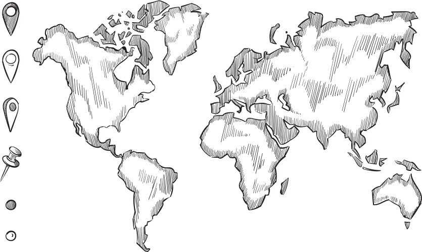 World map with animals earth discovery funny kids Vector Image