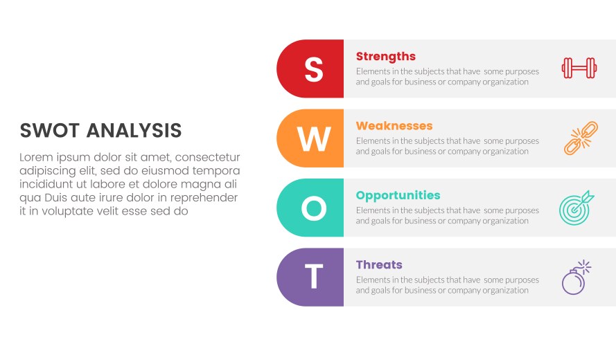 Swot analysis concept infographic template banner Vector Image