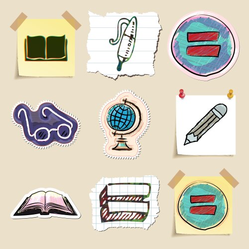 Hand drawn education emblems set isolated Vector Image