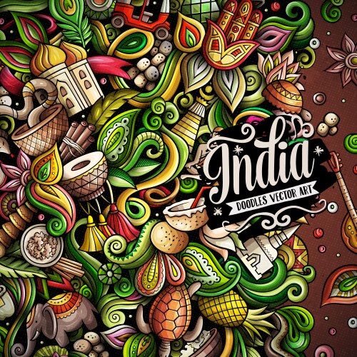 India hand drawn doodles Royalty Free Vector Image