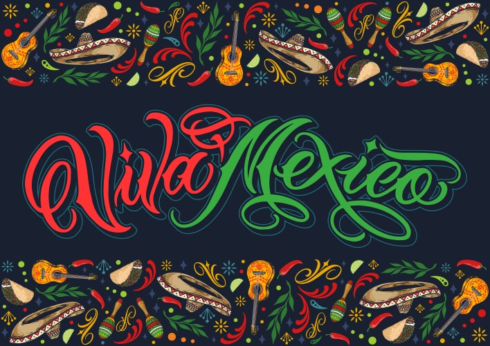 Viva mexico holiday banner with toucan or sombrero