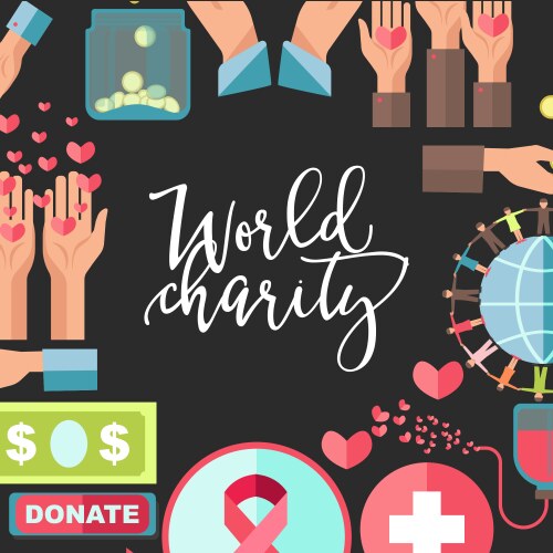 Charity giving and donation poster template Vector Image
