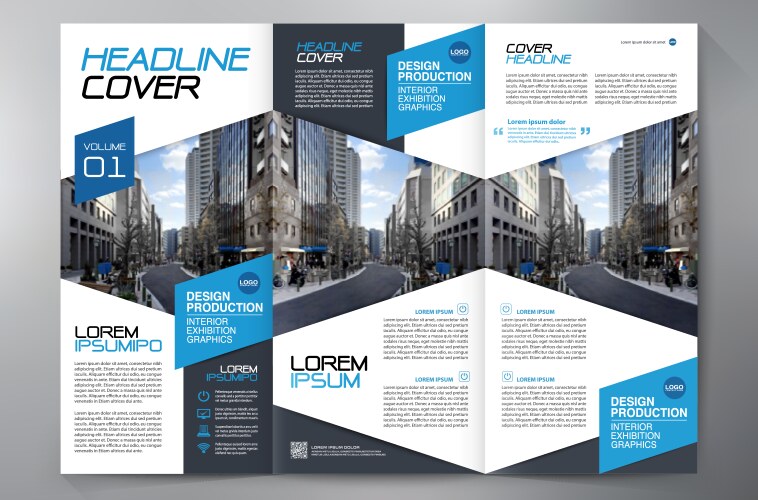 Tri-fold brochure design template Royalty Free Vector Image