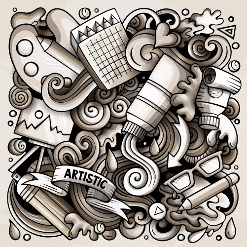 Cartoon doodles art and design Royalty Free Vector Image