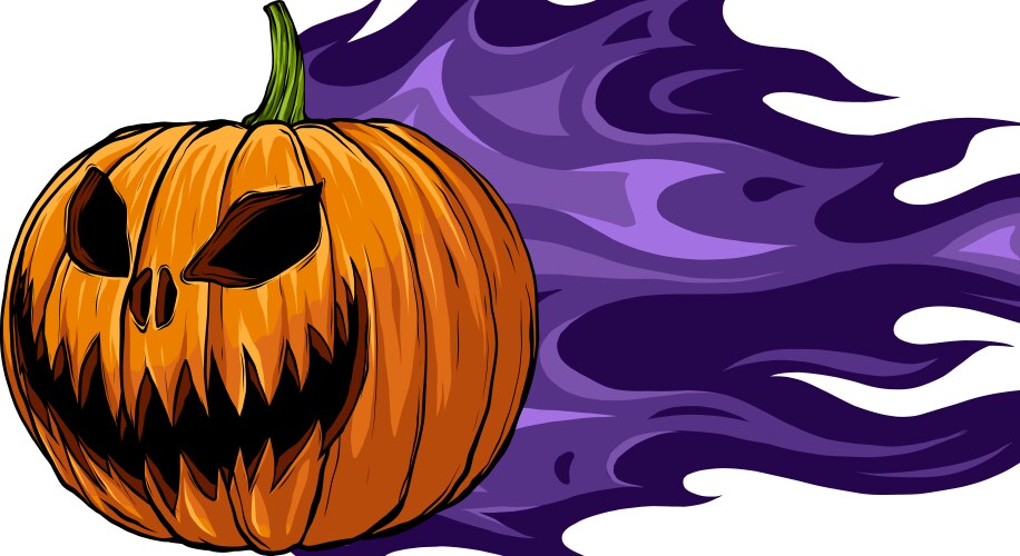 Halloween pumpkin with fire Royalty Free Vector Image