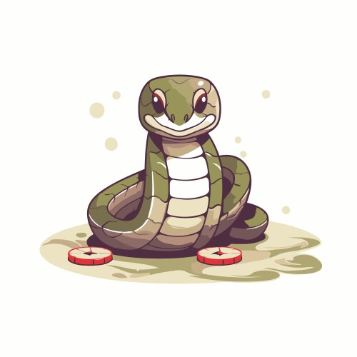 Cute cartoon cobra snake isolated on white Vector Image